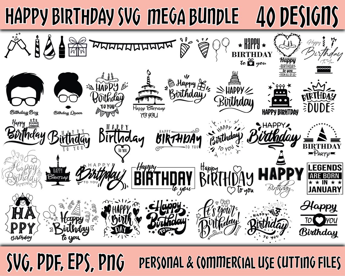 Happy Birthday Svg, Happy Birthday Svg Bundle, Birthday Svg Bundle ...