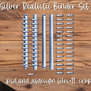 Realistic Silver Binder Set Ideal for Your Digital Journal - Etsy