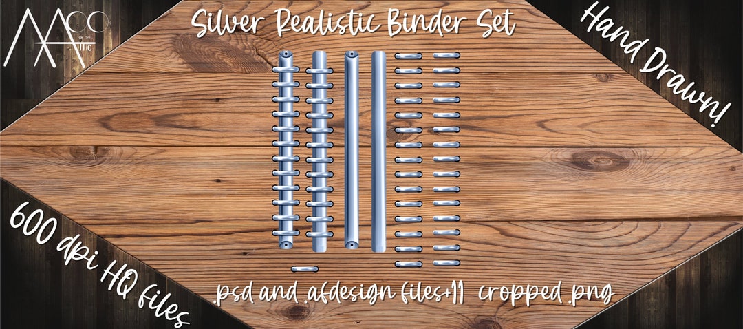 Realistic Silver Binder Set Ideal for Your Digital Journal - Etsy