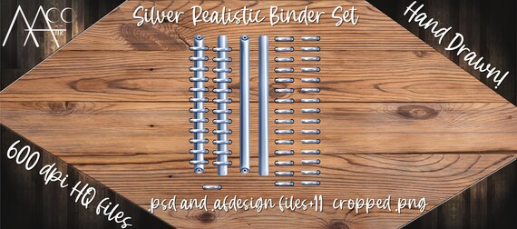 Realistic Silver Binder Set Ideal for Your Digital Journal | Etsy