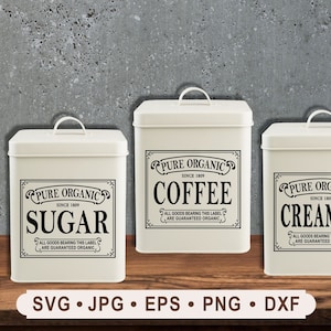 Kitchen Label Svg 6 Designs, Kitchen Label Svg, Coffee Sugar Creamer ...