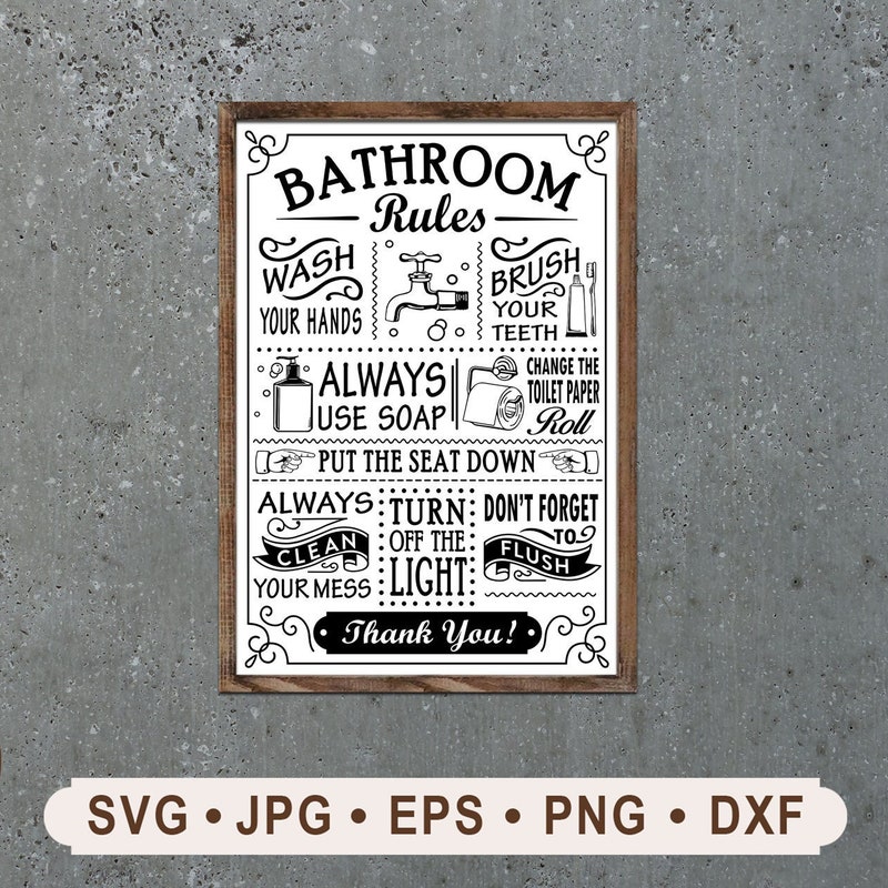 Bathroom Rules Sign - Etsy
