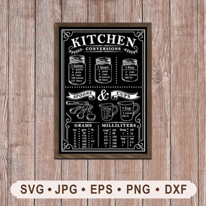 Kitchen Conversion Sign SVG Kitchen Sign SVG Vintage Kitchen - Etsy ...