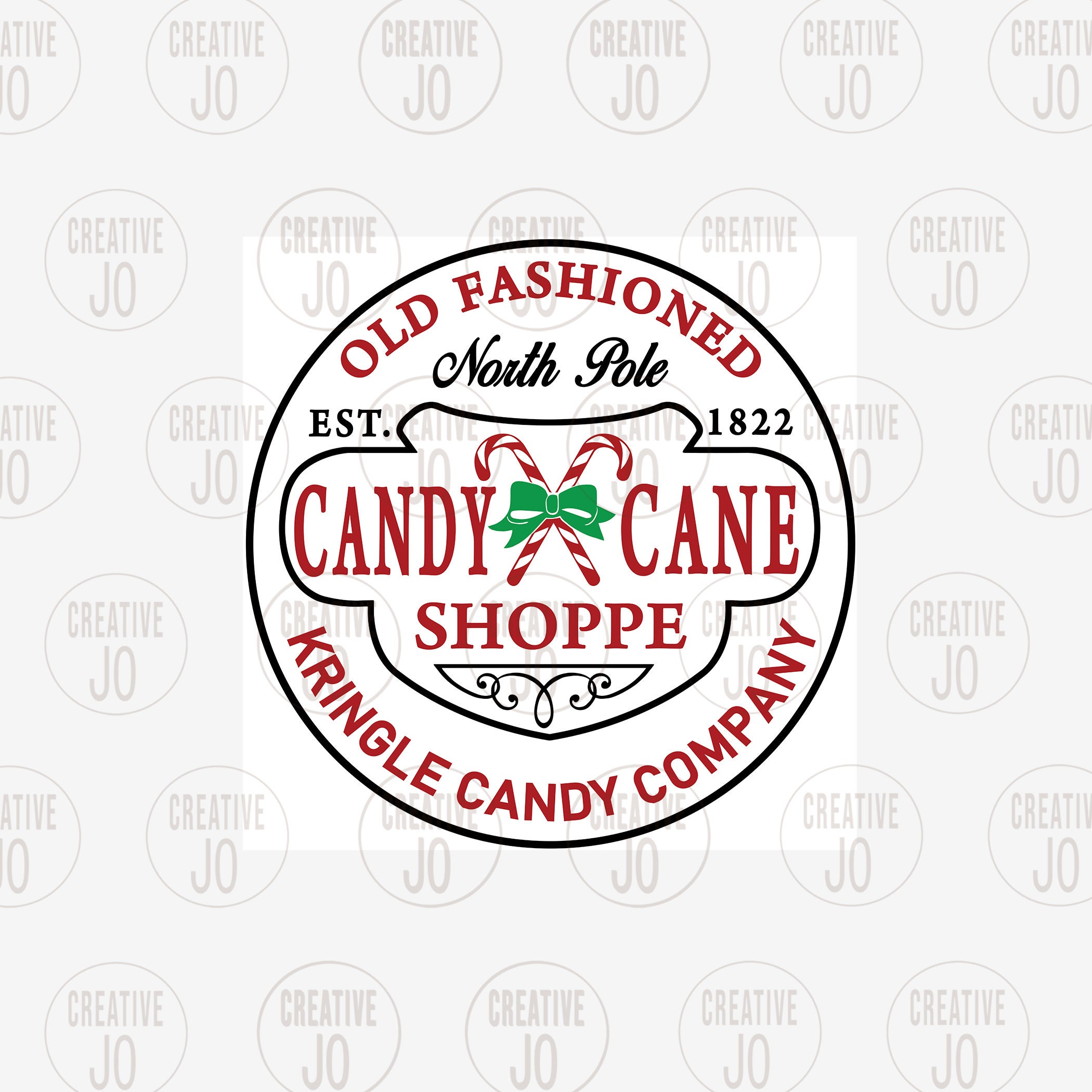 Candy Cane Shop Sign SVG, Vintage Christmas Candy Cane SVG, Printable ...