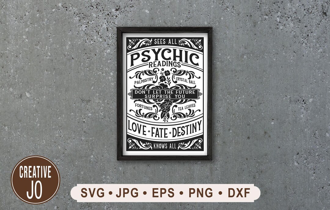 Psychic Readings Sign Svg, Vintage Halloween Printable File, Love Fate ...