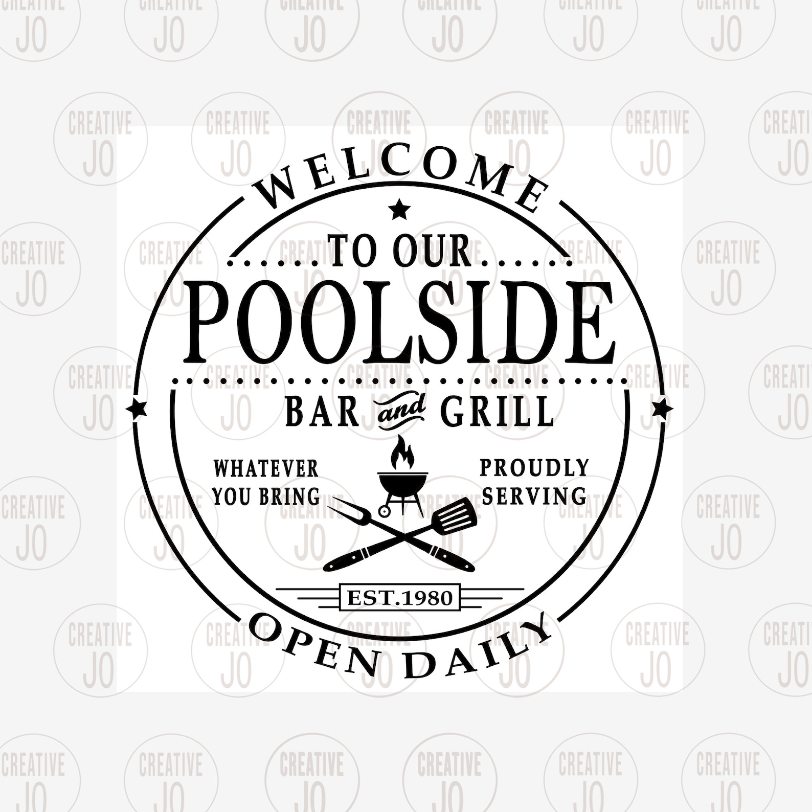 Pool Side Bar and Grill Sign SVG, Poolside Sign SVG, Bar and Grill SVG ...