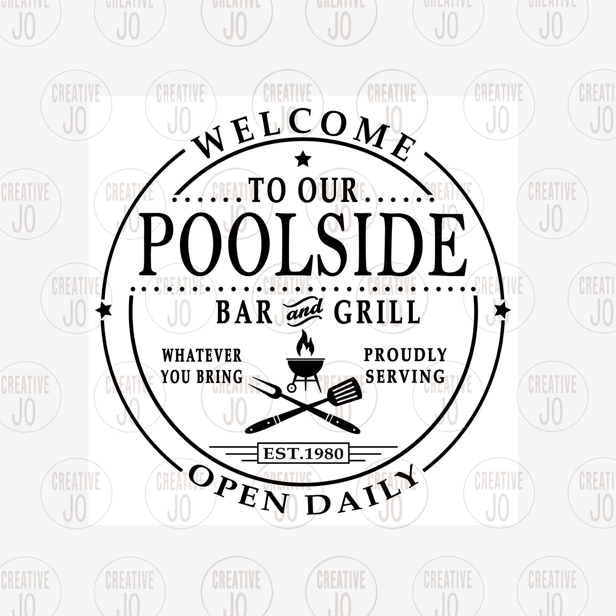 Pool Side Bar and Grill Sign SVG, Poolside Sign SVG, Bar and Grill SVG ...