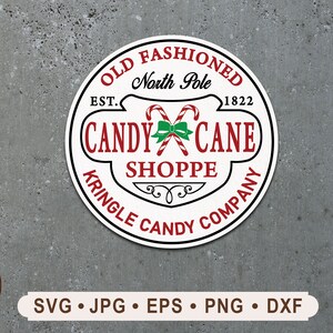 Candy Cane Shop Sign SVG, Vintage Christmas Candy Cane SVG, Printable ...