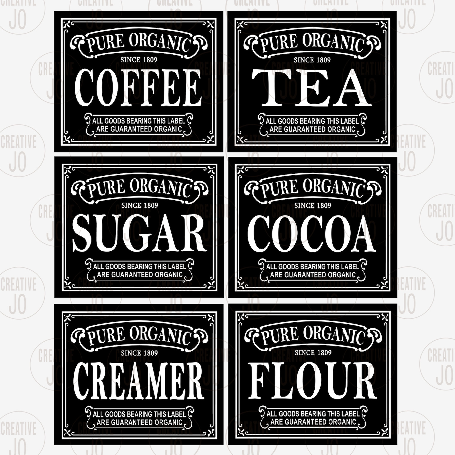 Kitchen Label Svg (6 Designs), Kitchen Label Svg, Coffee Sugar Creamer ...