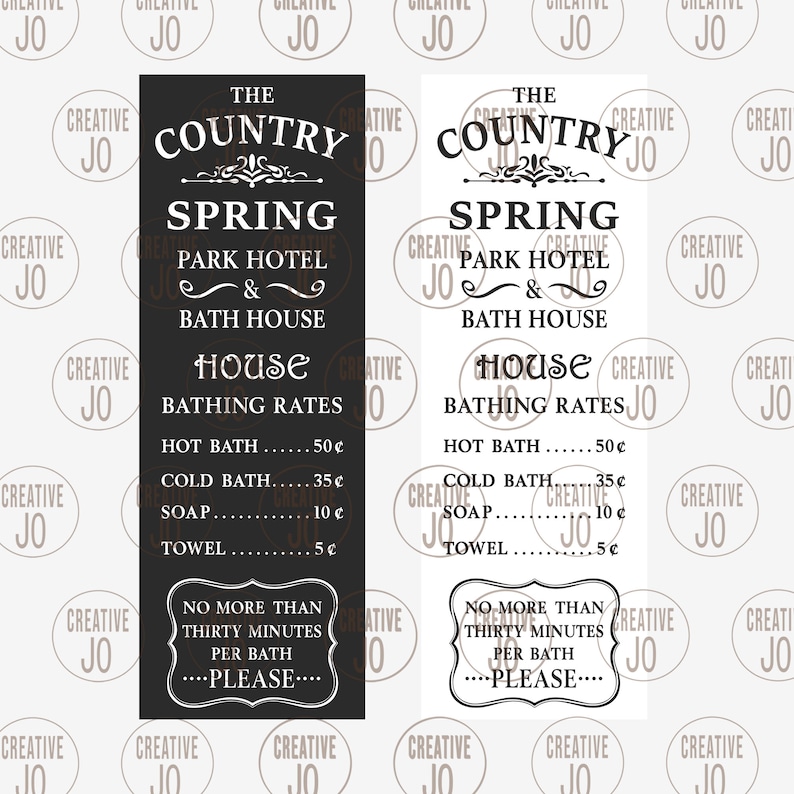Country Spring Park Hotel Sign SVG, Vintage Bathroom Sign,park Hotel ...