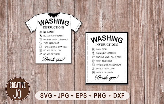 Washing Instructions SVG 2 Designs Re-sizable T-shirt Care - Etsy