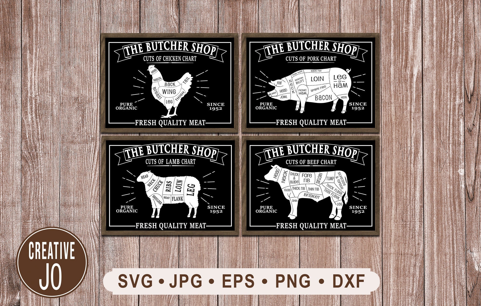 Butcher's Guide SVG 4 Designs Kitchen Sign SVG - Etsy