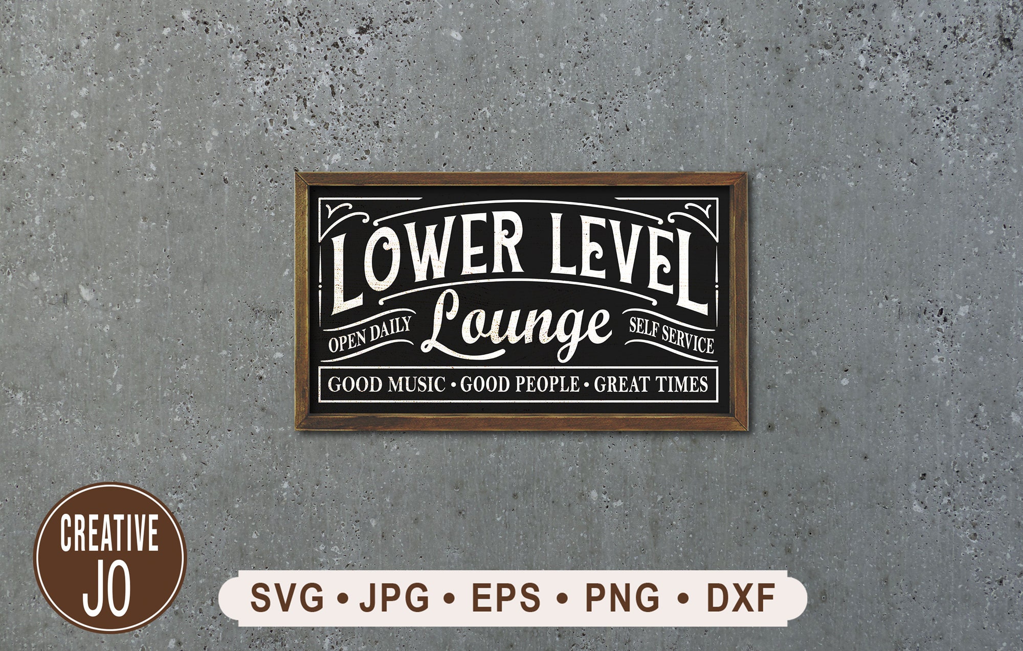 Lower Level Lounge Sign Svg, Vintage Lower Level Sign, Bar Sign ...