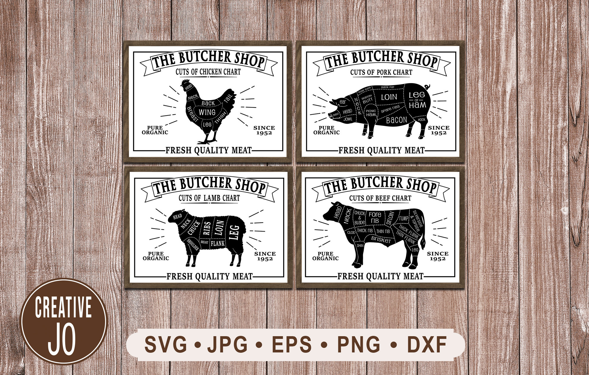 Butcher's Guide SVG (4 Designs), Kitchen Sign SVG, Butcher's Cut Chart ...