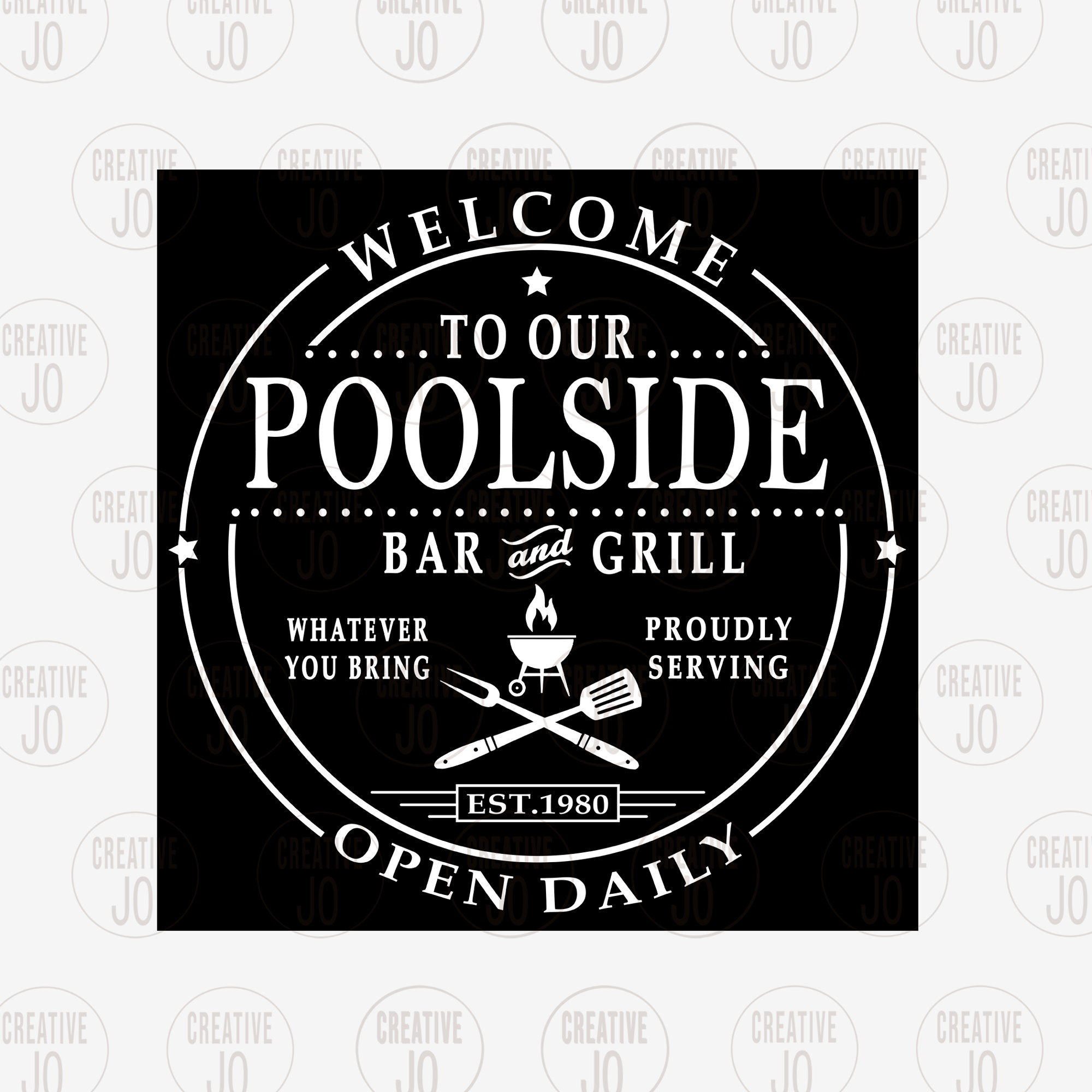 Pool Side Bar and Grill Sign SVG, Poolside Sign SVG, Bar and Grill SVG ...