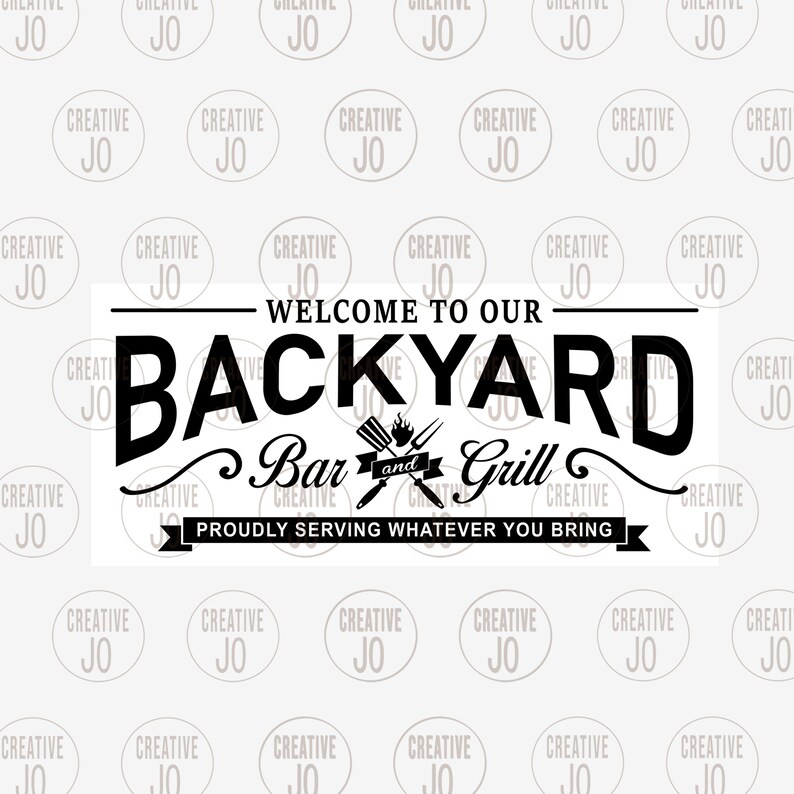 Backyard Welcome Sign SVG Farmhouse Sign SVG Bar and Grill | Etsy