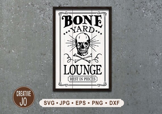 Halloween Bone Yard Lounge Sign SVG Vintage Halloween SVG - Etsy