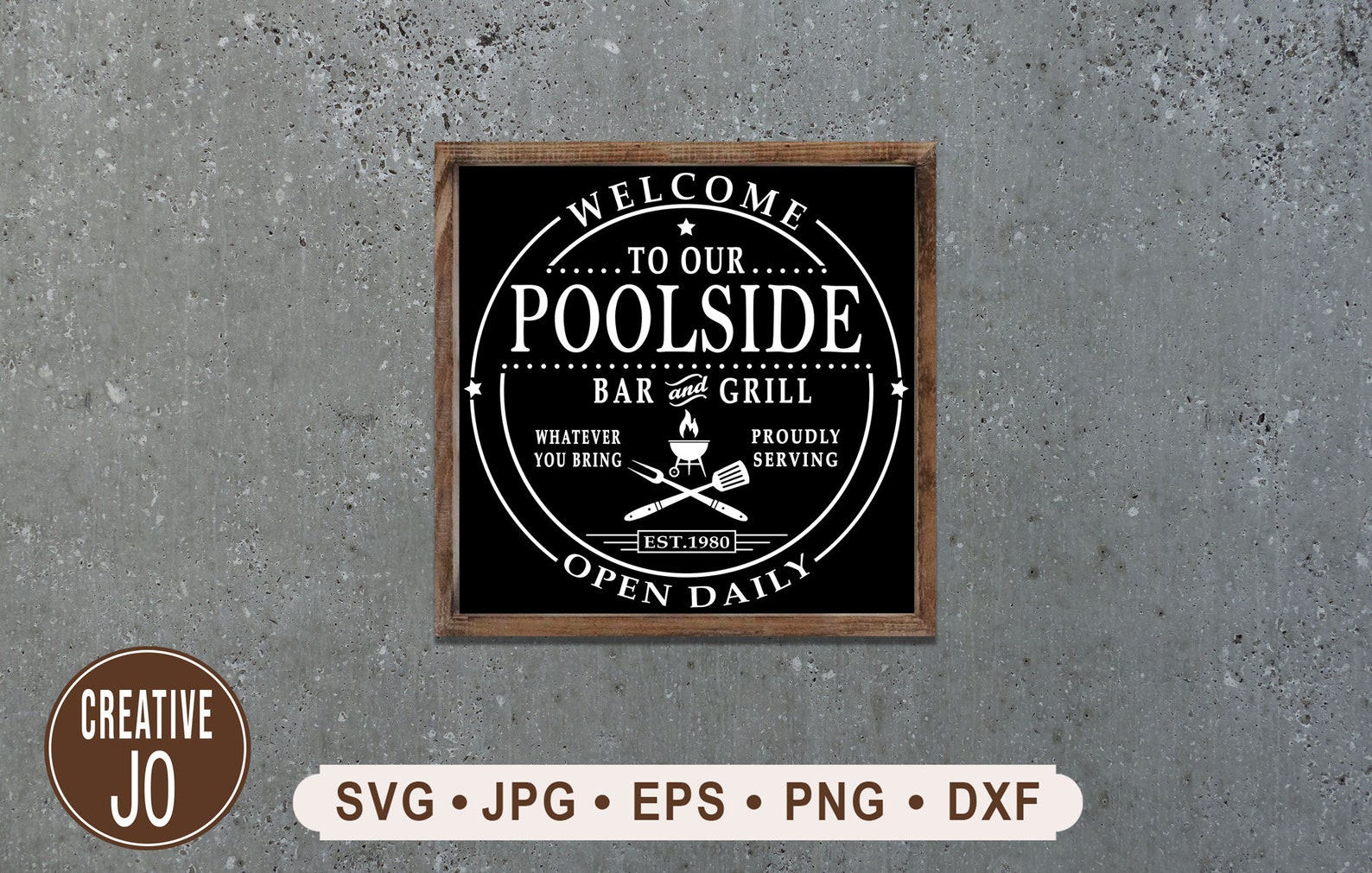 Pool Side Bar and Grill Sign SVG, Poolside Sign SVG, Bar and Grill SVG ...