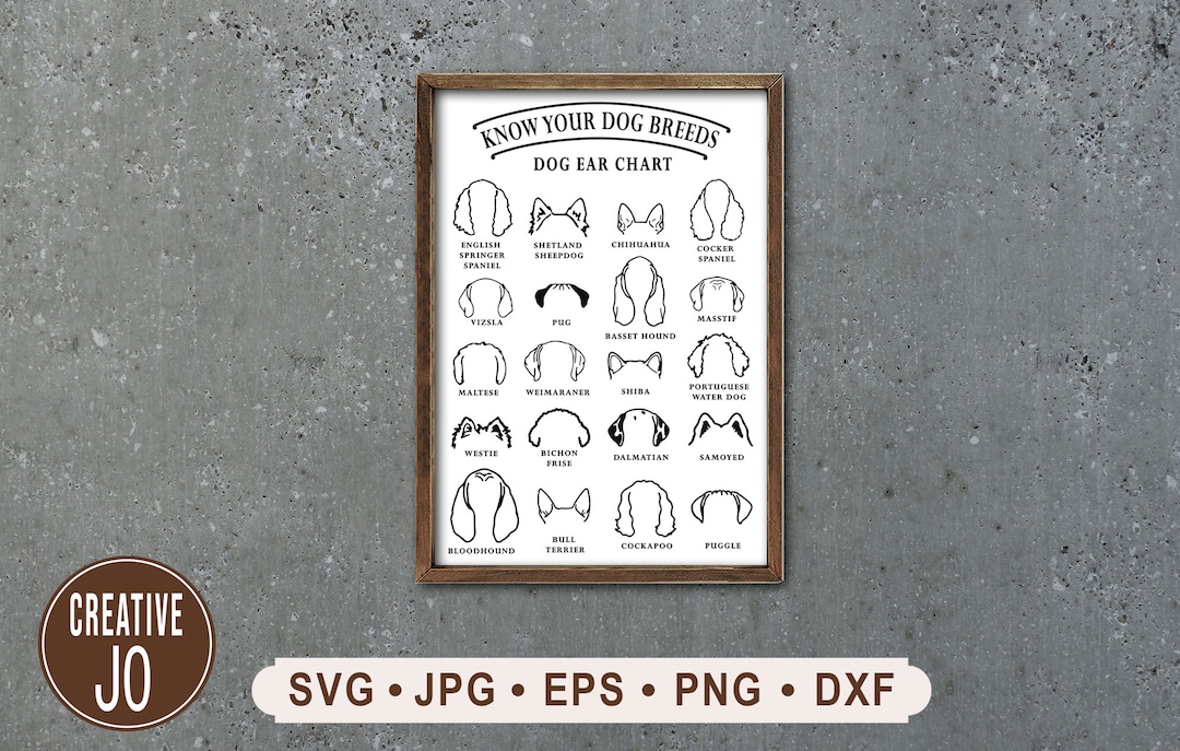 Know Your Dog Breeds Sign SVG, Dog Ear Chart Sign SVG, Dog Breed Chart ...