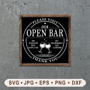 Open Bar Sign SVG, Vintage Open Bar Sign SVG, Bar Sign Printable, Open ...