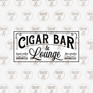 Cigar Bar and Lounge Sign Svg, Lounge Sign Printable, Hand Rolled ...