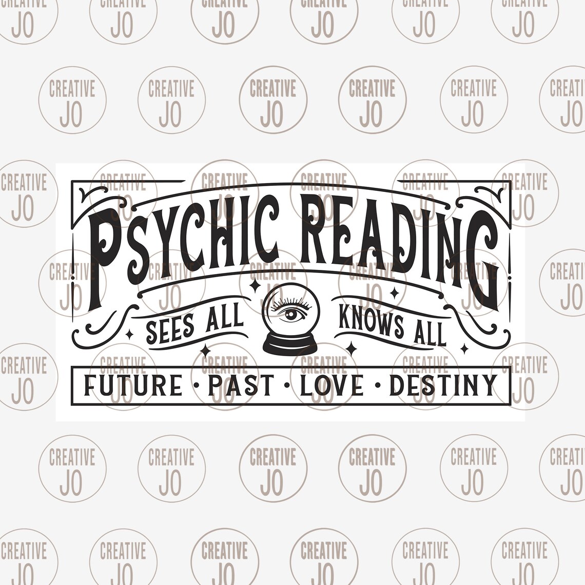 Psychic Reading Sign SVG, Vintage Halloween SVG, Halloween Crystal Ball ...