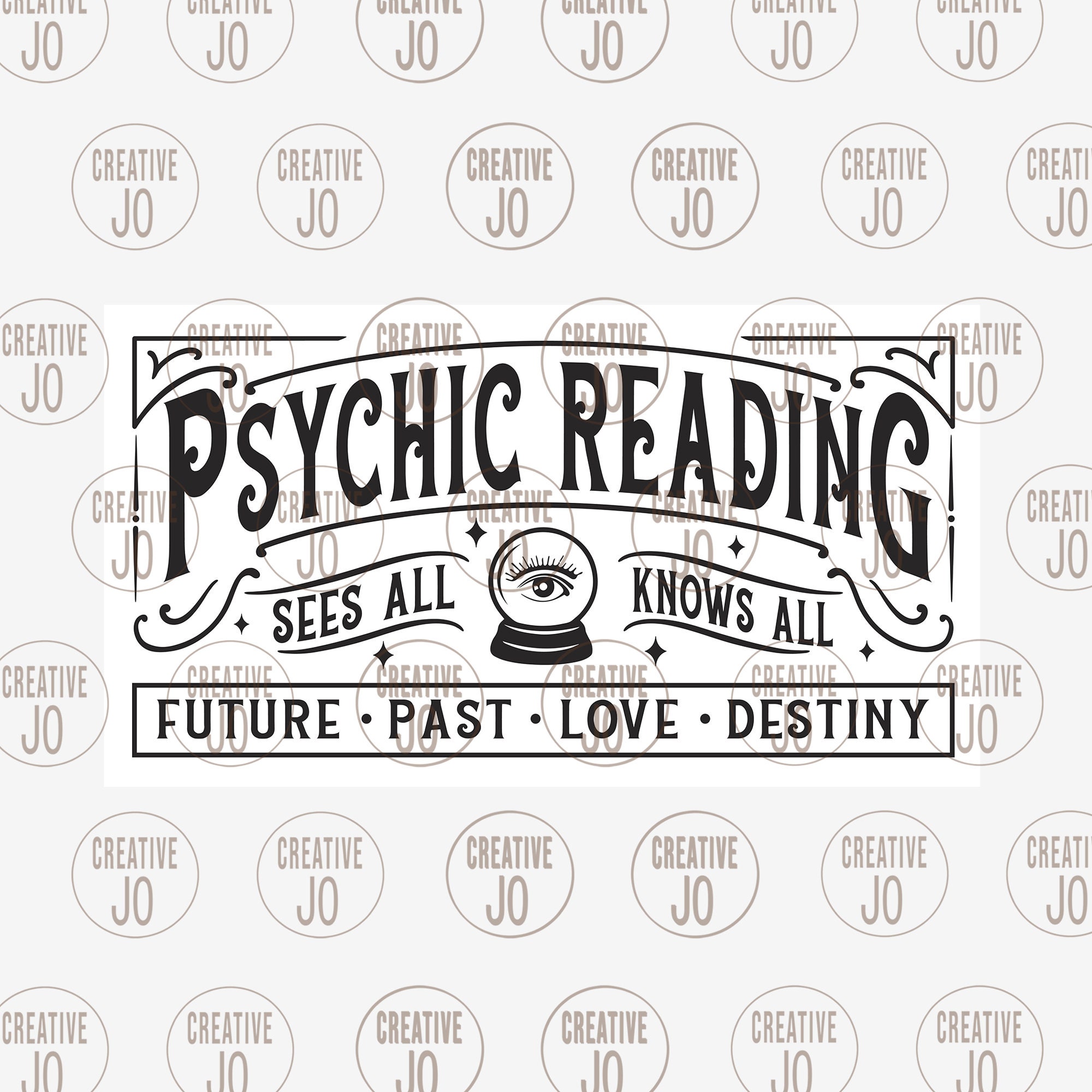 Psychic Reading Sign SVG, Vintage Halloween SVG, Halloween Crystal Ball ...