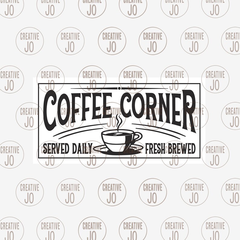 Vintage Coffee Corner Sign SVG, Fresh Brewed Printable (digital ...
