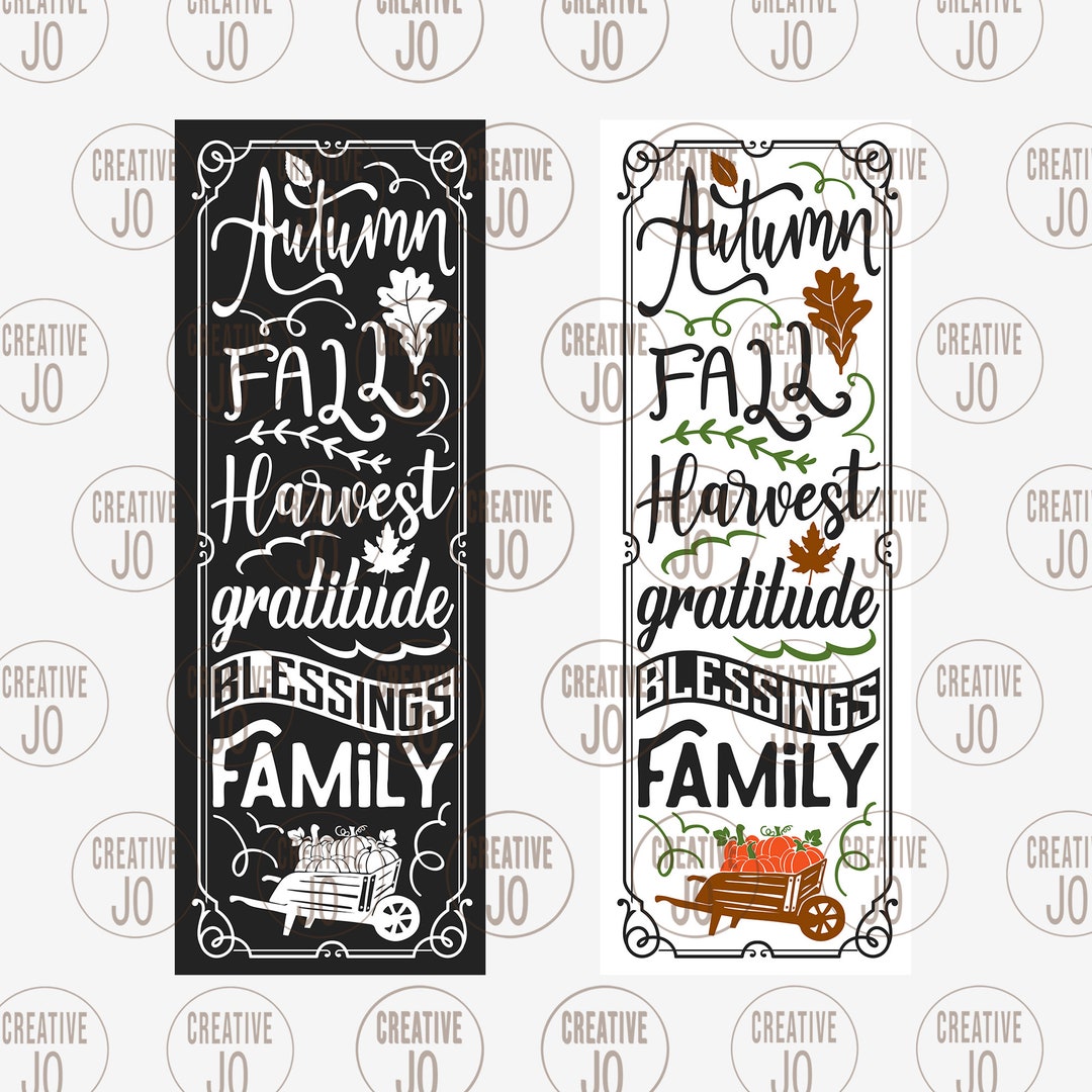 Autumn Fall Harvest SVG, Vintage Harvest Sign, Gratitude Blessings ...