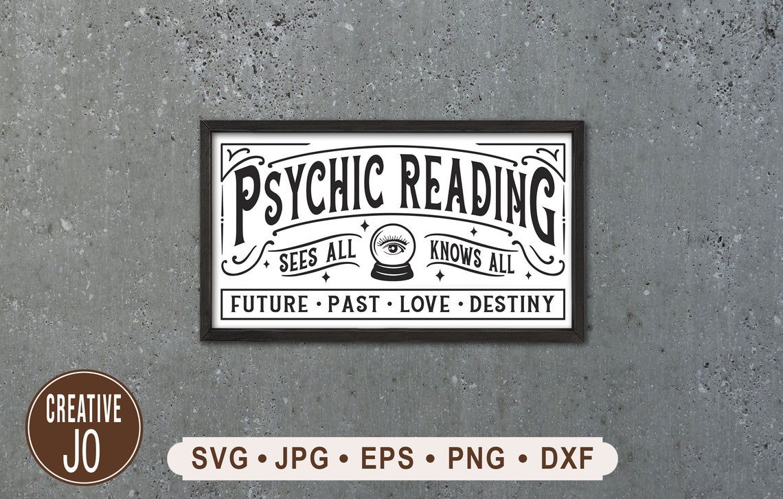 Psychic Reading Sign SVG, Vintage Halloween SVG, Halloween Crystal Ball ...