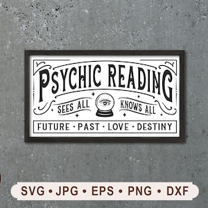 Psychic Reading Sign SVG, Vintage Halloween SVG, Halloween Crystal Ball ...