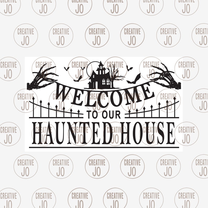 Welcome to Our Haunted House Sign Svg, Vintage Halloween Svg, Haunted ...