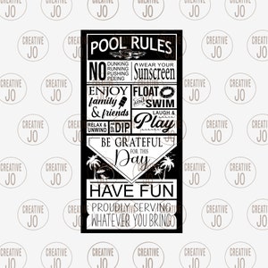 Pool Rules Sign Svg, Poolside Sign Svg, Swimming Pool Rules Graphic ...