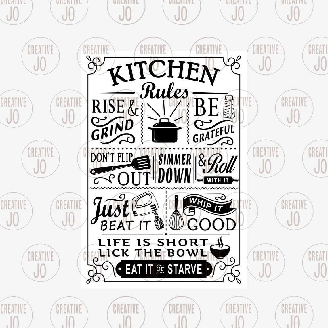 Kitchen Rules Sign SVG Kitchen Sign SVG Vintage Funny - Etsy