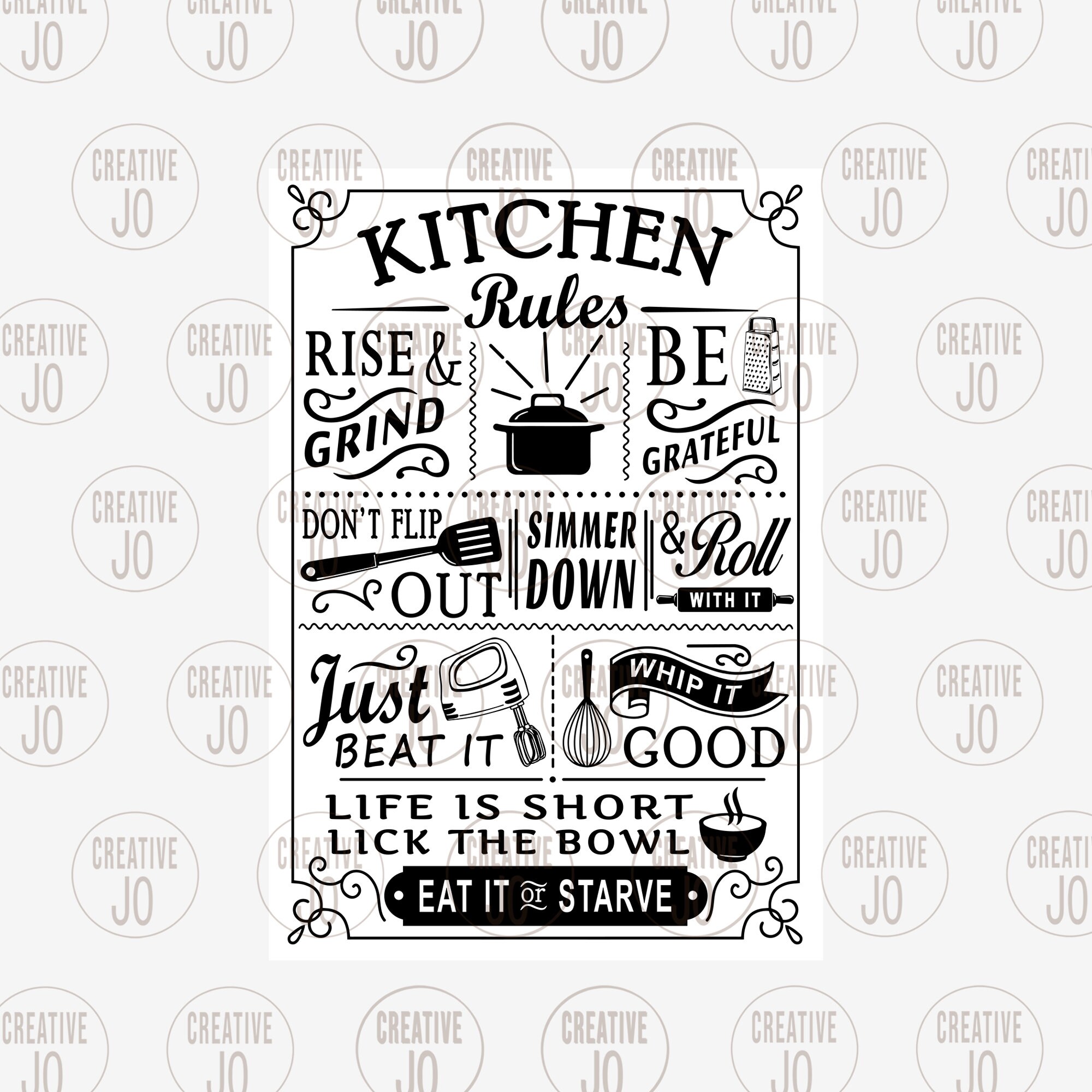 Kitchen Rules Sign SVG Kitchen Sign SVG Vintage Funny - Etsy