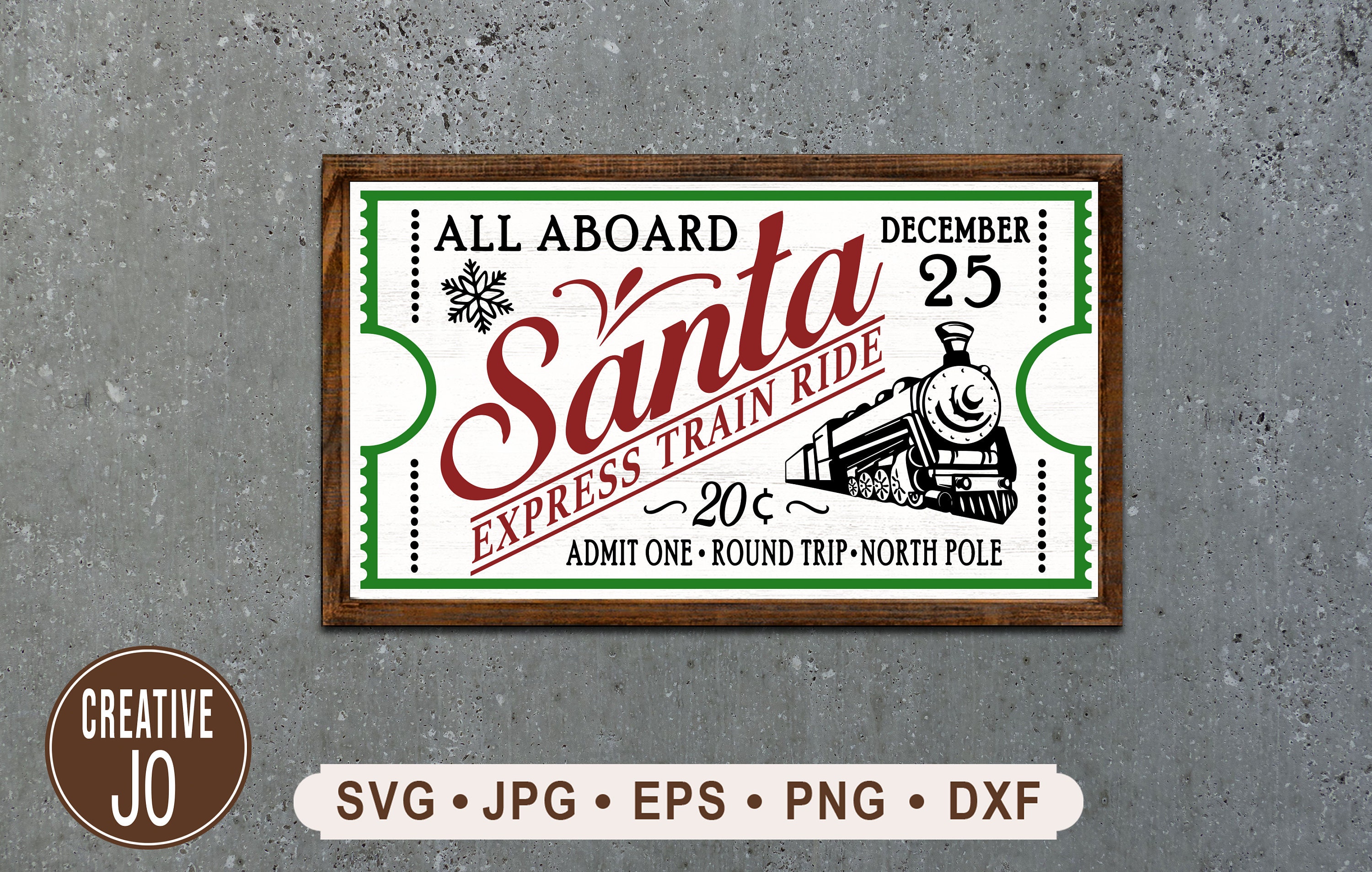 Santa Express Train Sign, North Pole Sign SVG, Vintage Christmas SVG ...
