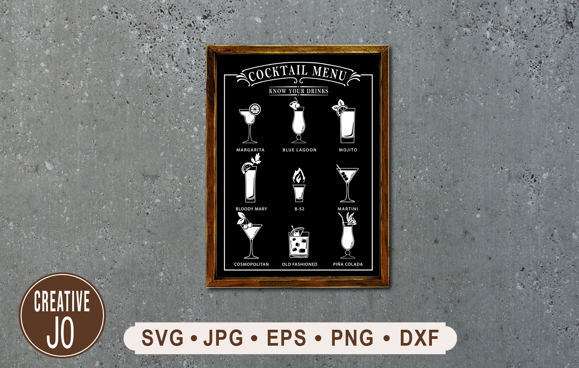 Cocktail Menu Sign SVG Vintage Know Your Drinks Sign SVG - Etsy