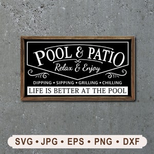 Pool and Patio Sign Svg, Patio Sign Cricut, Pool Sign Printable, Relax ...