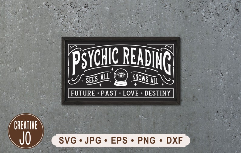 Psychic Reading Sign SVG, Vintage Halloween SVG, Halloween Crystal Ball ...