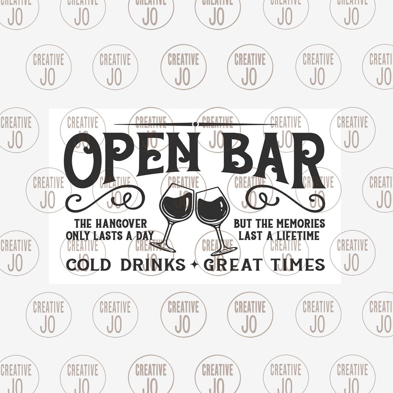 Open Bar Sign Svg, Vintage Bar and Lounge Sign Svg, Cold Drinks Great ...