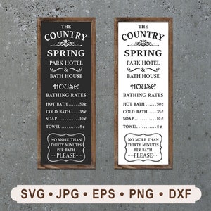Country Spring Park Hotel Sign SVG, Vintage Bathroom Sign,park Hotel ...