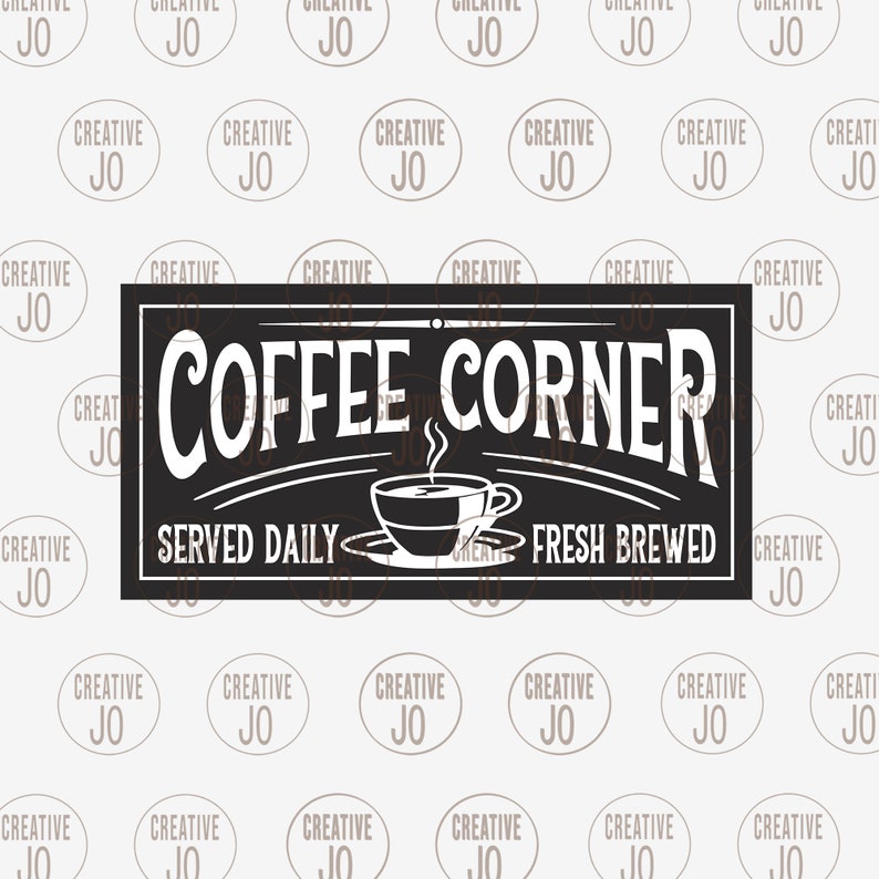 Vintage Coffee Corner Sign SVG, Fresh Brewed Printable (digital ...