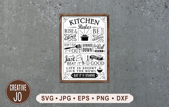 Kitchen Rules Sign SVG Kitchen Sign SVG Vintage Funny - Etsy