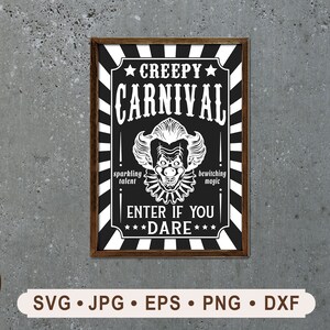 Creepy Carnival Sign SVG, Vintage Halloween SVG, Enter If You Dare Sign ...