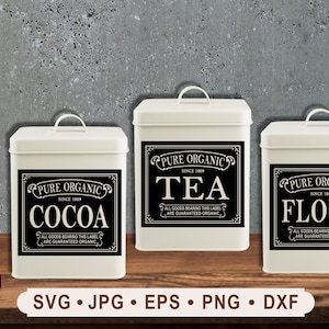 Kitchen Label Svg 6 Designs, Kitchen Label Svg, Coffee Sugar Creamer ...
