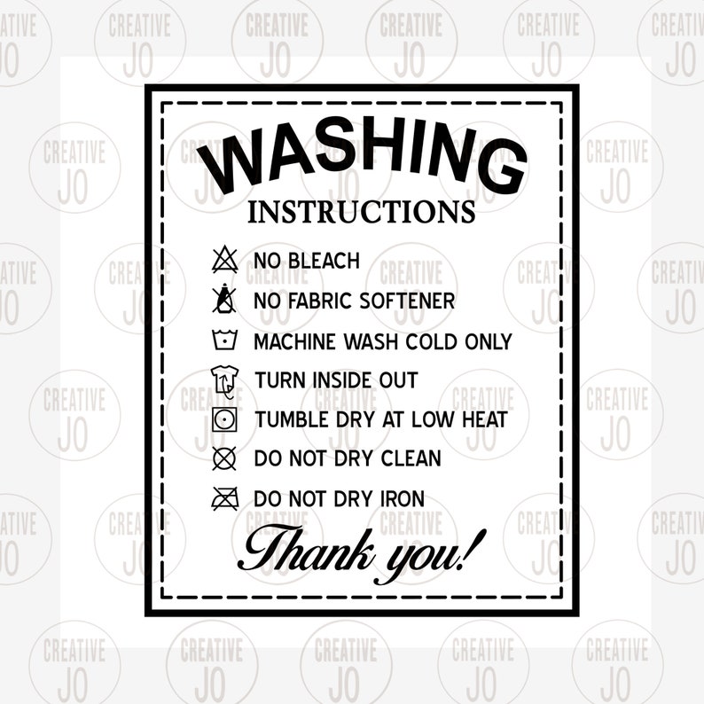 Washing Instructions SVG 2 Designs, Re-sizable T-shirt Care Card SVG ...