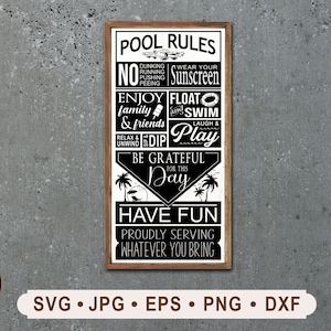 Pool Rules Sign Svg, Poolside Sign Svg, Swimming Pool Rules Graphic ...