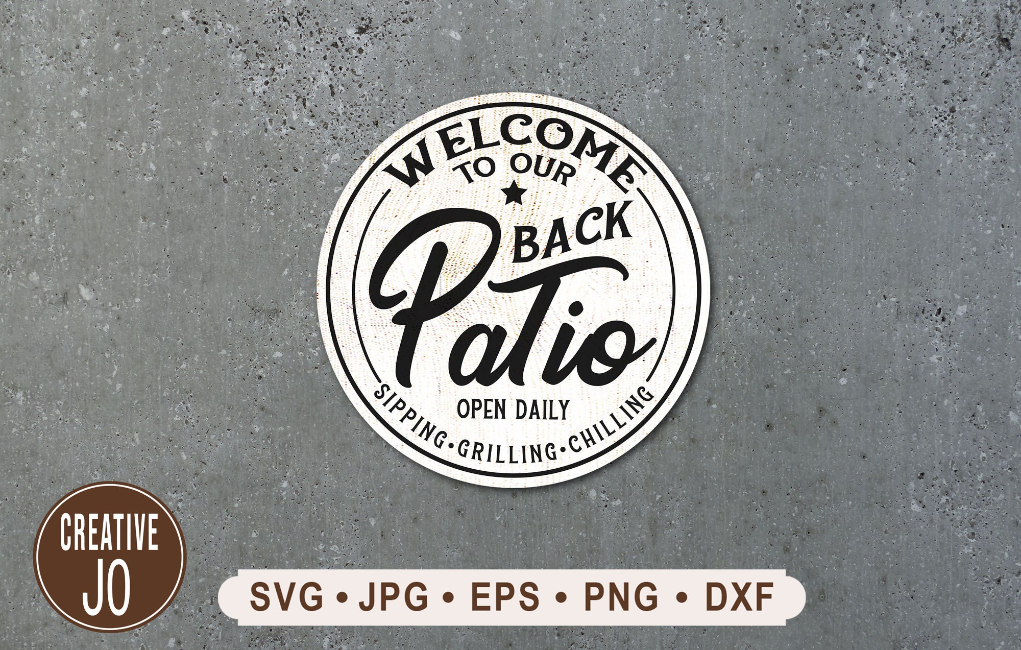 Welcome to Our Back Patio Sign SVG, Vintage Patio Sign SVG, Sipping ...