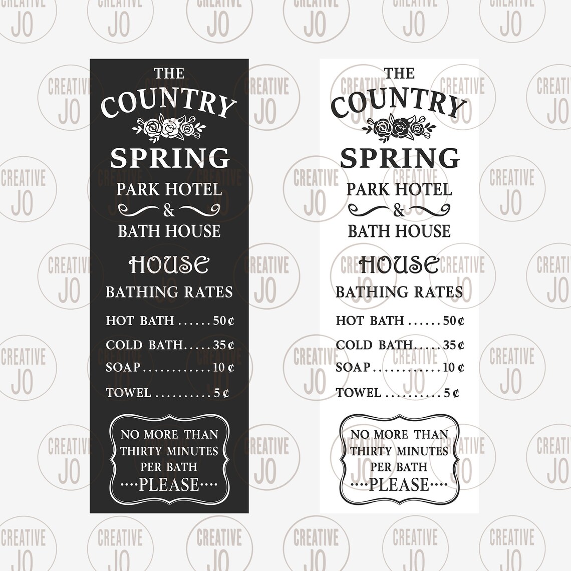 Country Spring Park Hotel Sign SVG Vintage Bathroom Signpark - Etsy