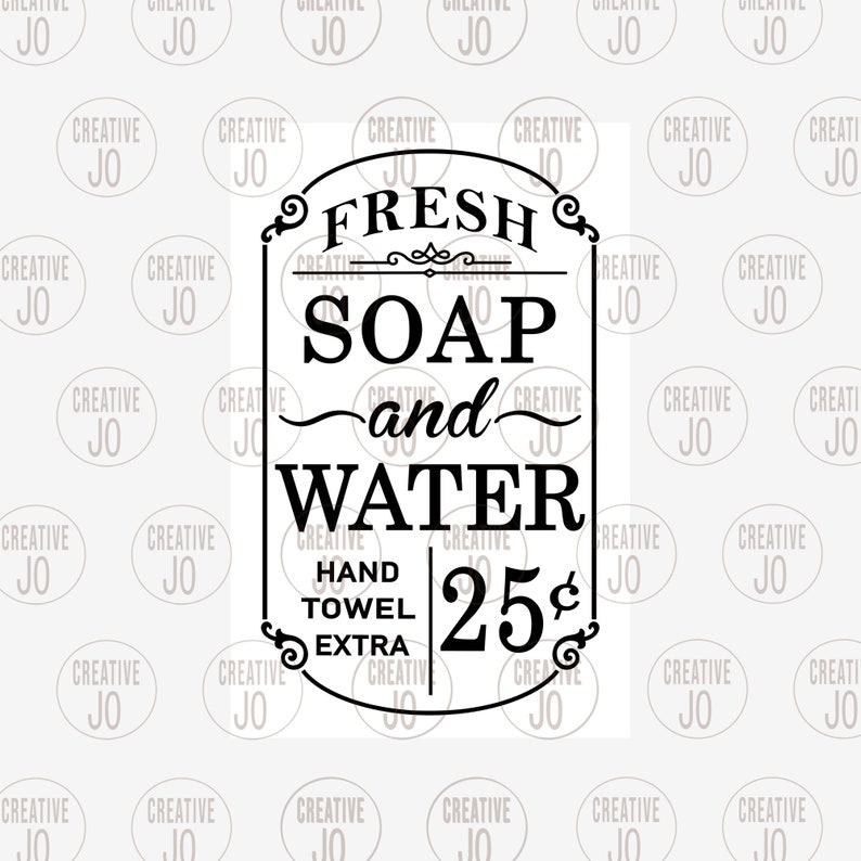 Fresh Soap and Water Svg, Hand Towel Extra Sign Svg, Bathroom Graphics ...